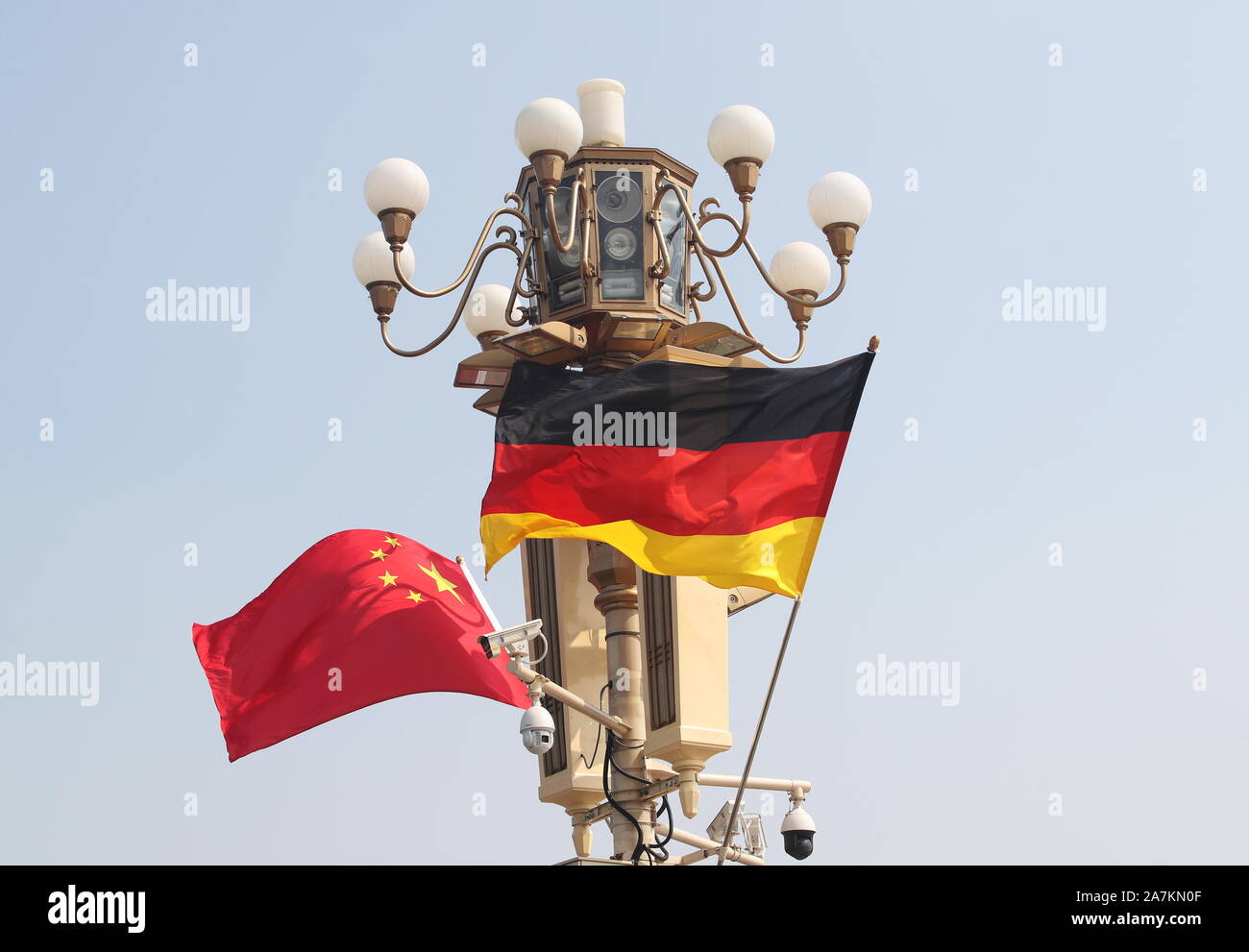 Picture of German flags and Chinese flags in Tian'anmen Square in ...