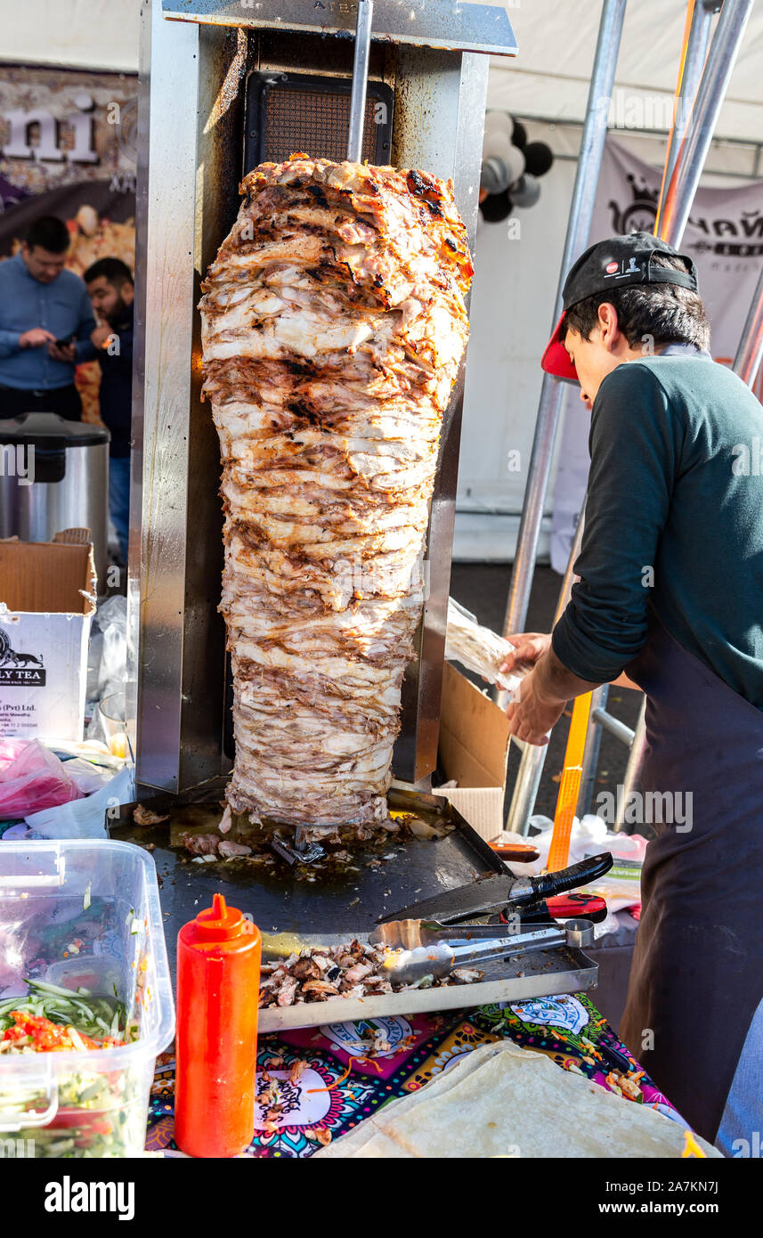 Samara, Russia - October 5, 2019: Traditional fast food doner kebab ...