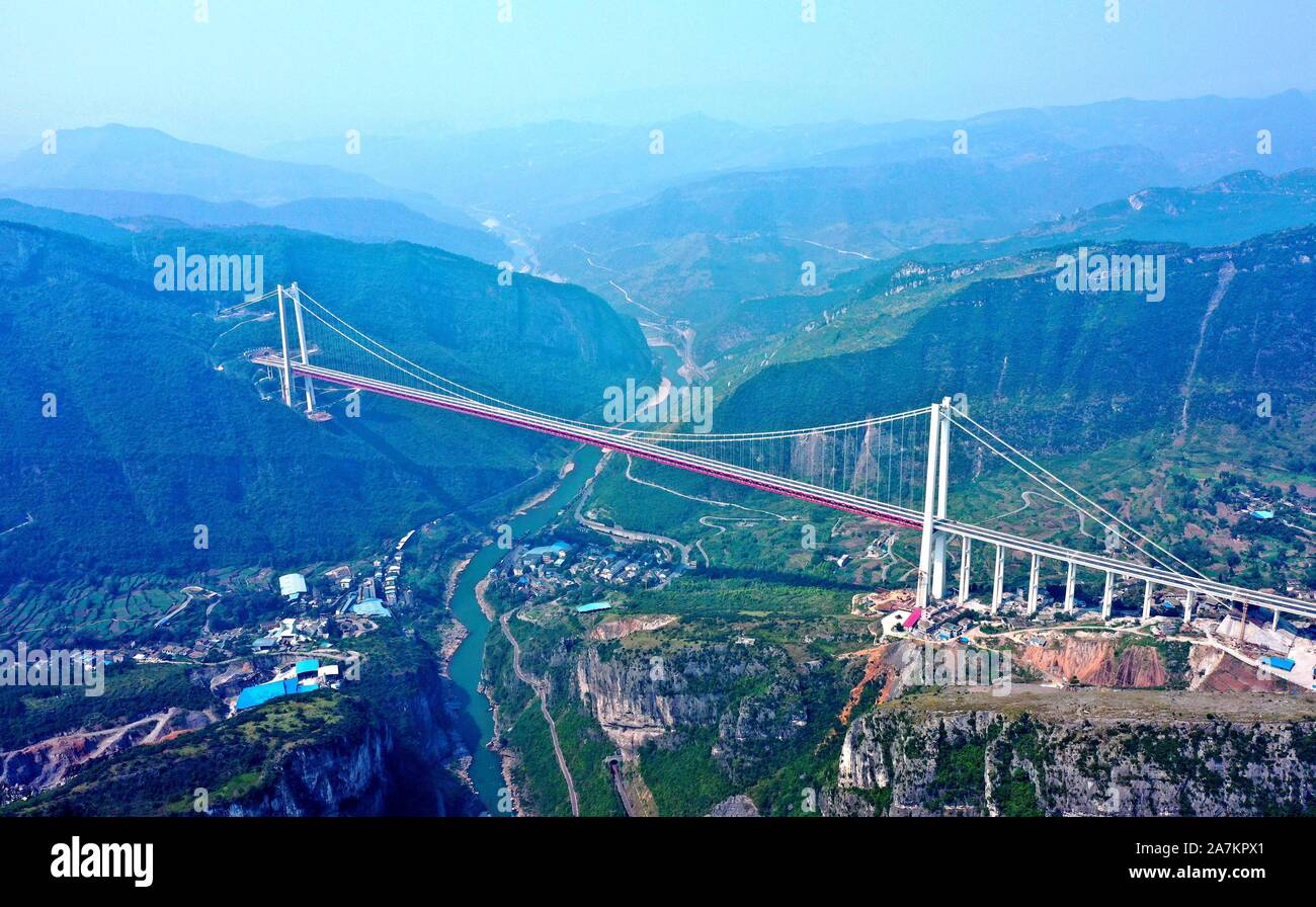 Aerial view of the Chishui River Bridge, an important bridge in the ...