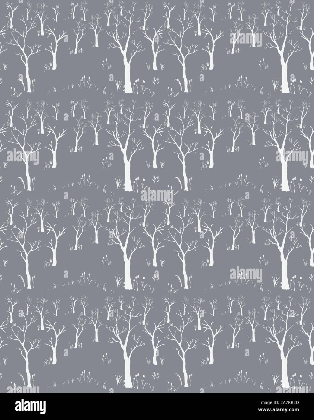 Seamless White Tree Pattern on subtle background. Vector Illustration ...