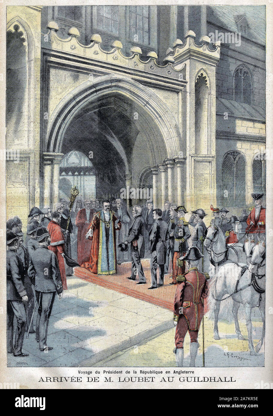 Entente cordiale : Arrivee du President Emile Loubet a l'Hotel de ville ...