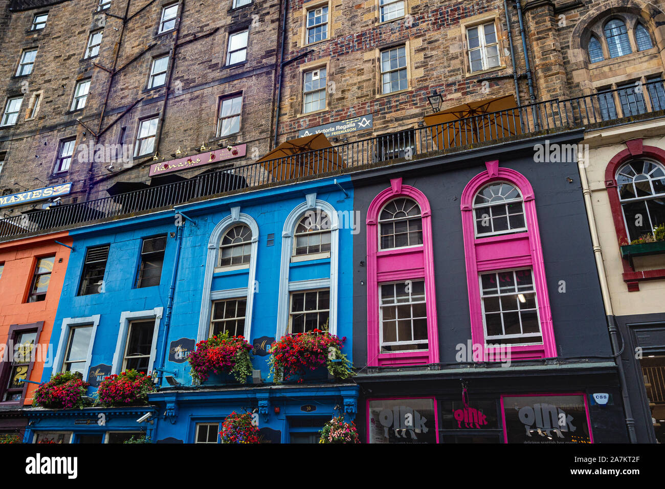 Edinburgh’s Famous West Bow & Victoria Street Showing Detail, Bright ...