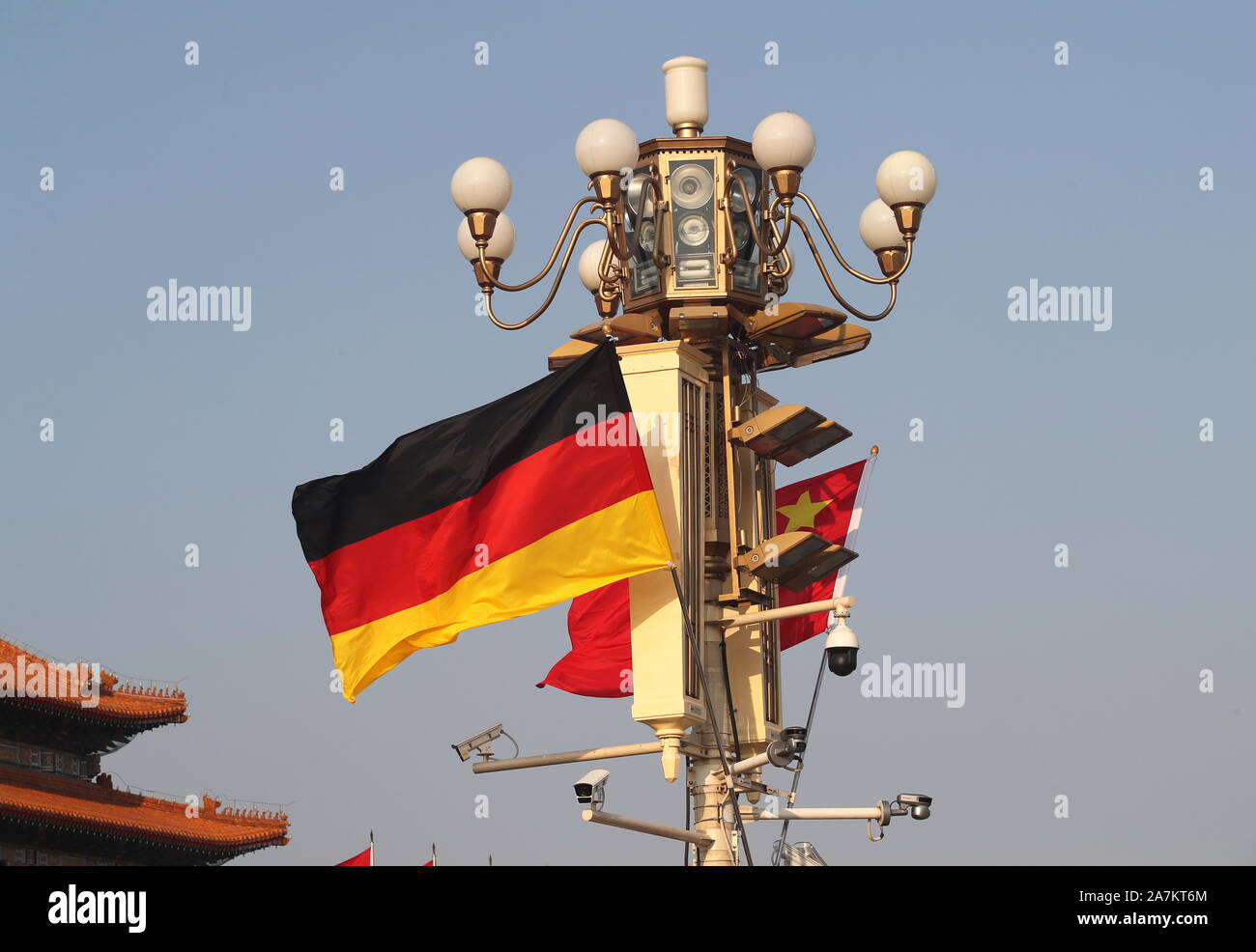 Picture of German flags and Chinese flags in Tian'anmen Square in ...