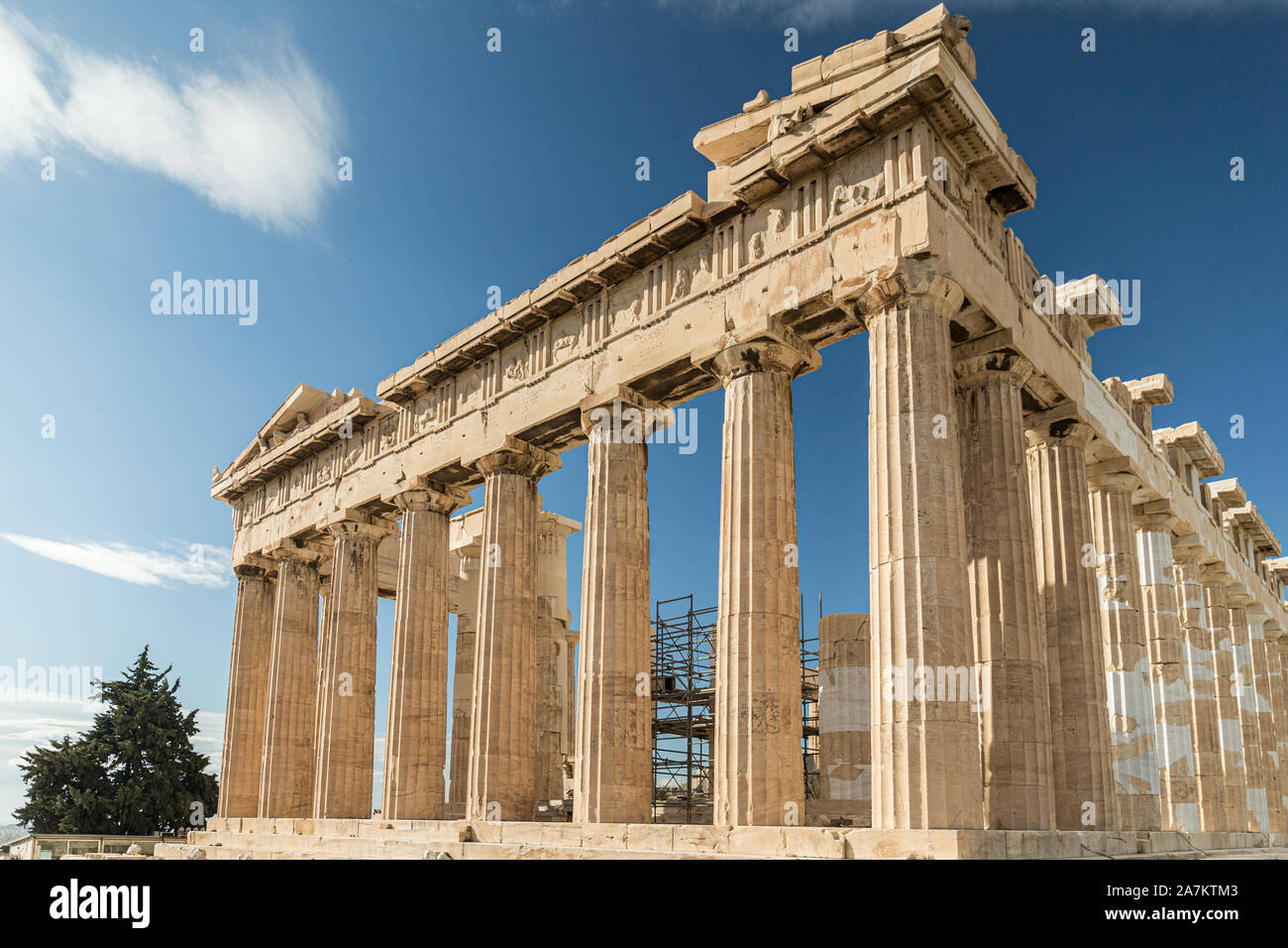 Scenic view of Parthenon Temple, Acropolis, Athens, Greece Stock Photo ...
