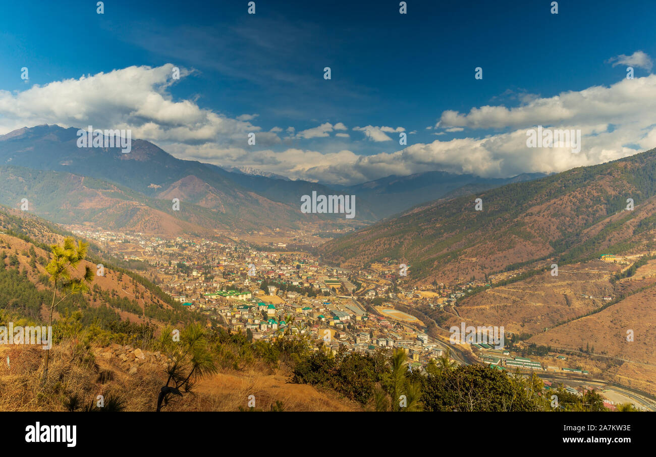 View of Thimphu capital city of Bhutan Stock Photo - Alamy