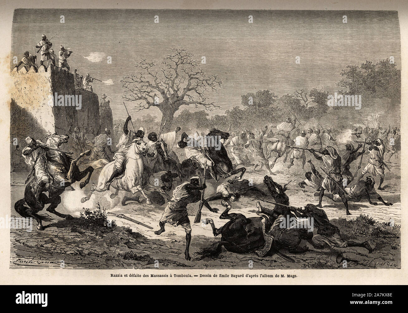 Razzia et defaite des Massassis a Tomboula ( Mali). Gravure pour ...