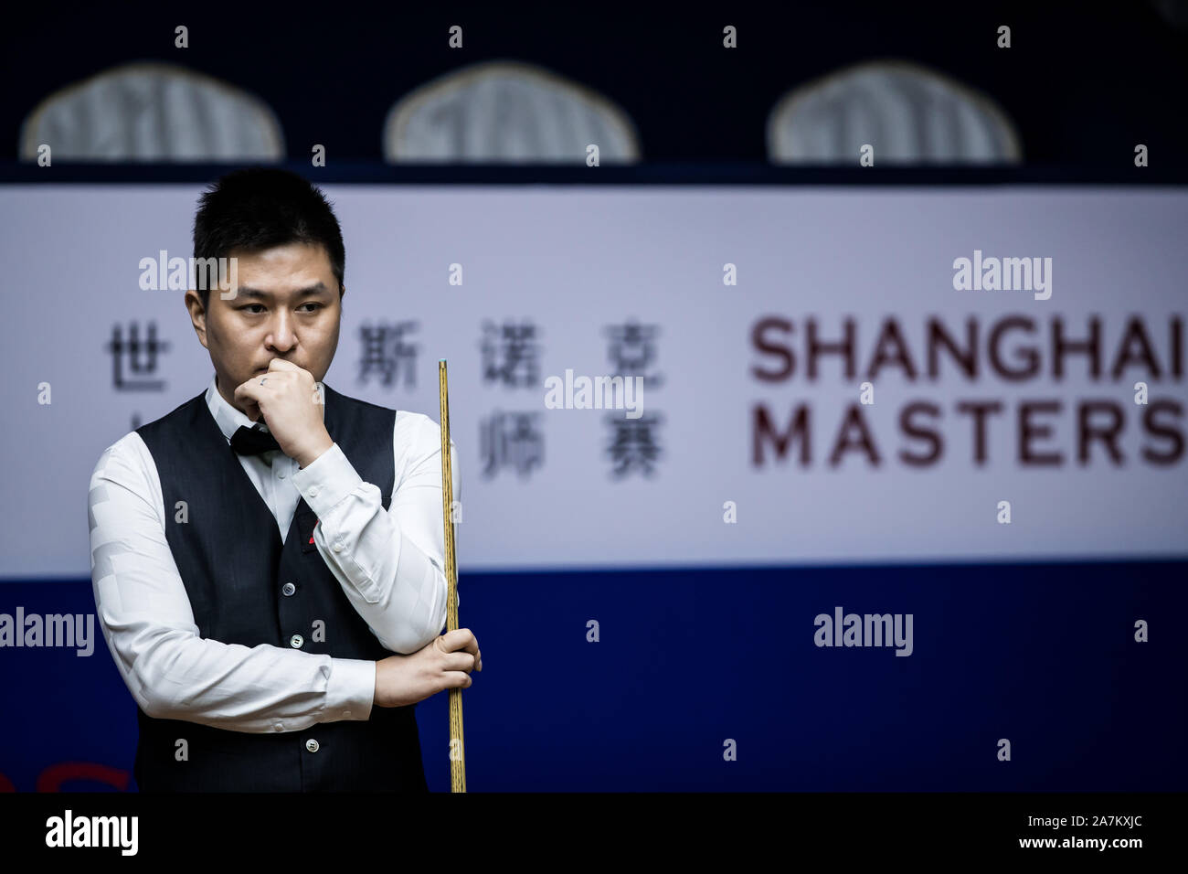 Picture of Chinese snooker player Caojin at the Frist Round of 2019 ...