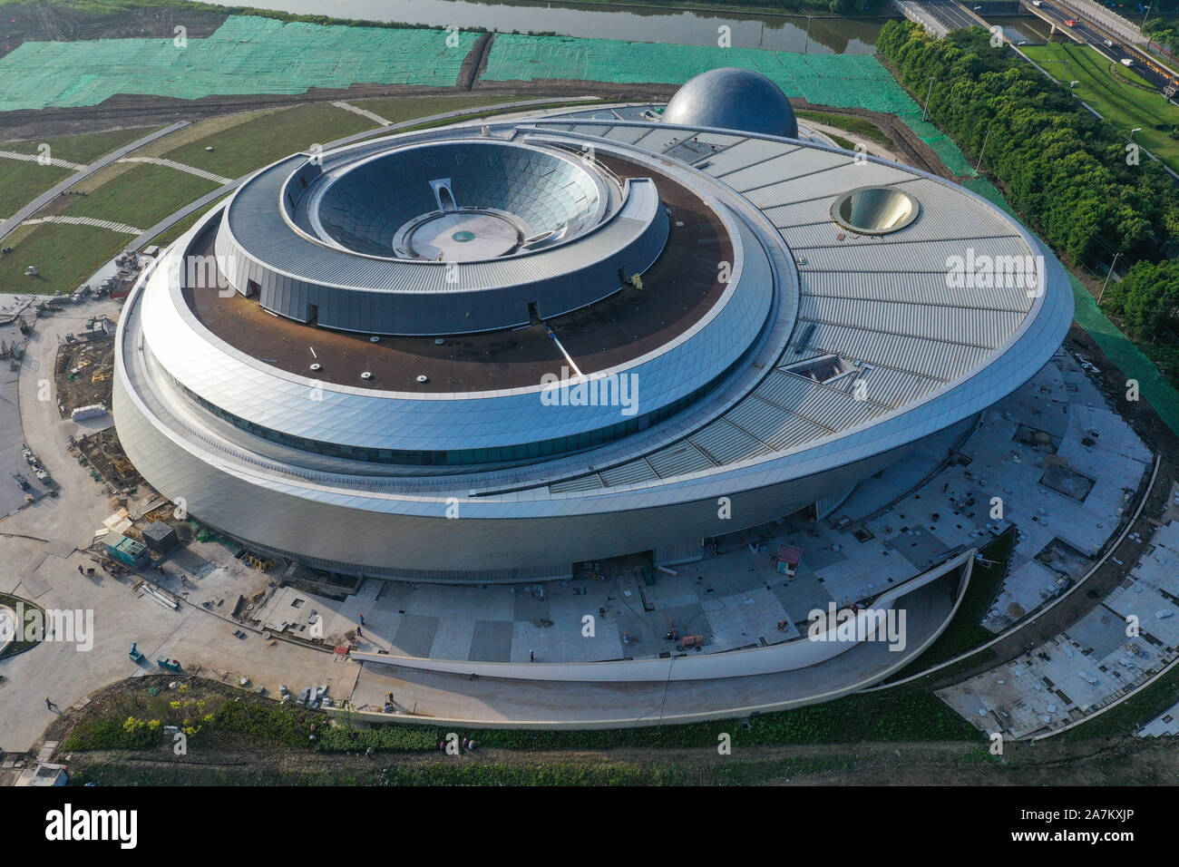 Picture of the Shanghai Planetarium under construction in Lin Gang ...