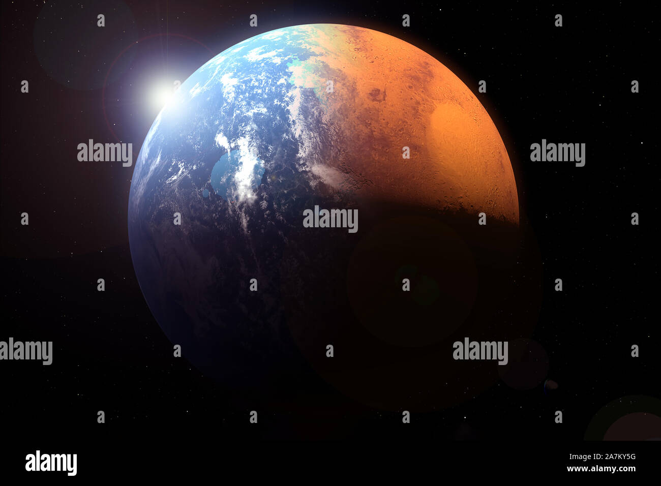 Planet Mars in the distant past. With the oceans. Elements of this ...