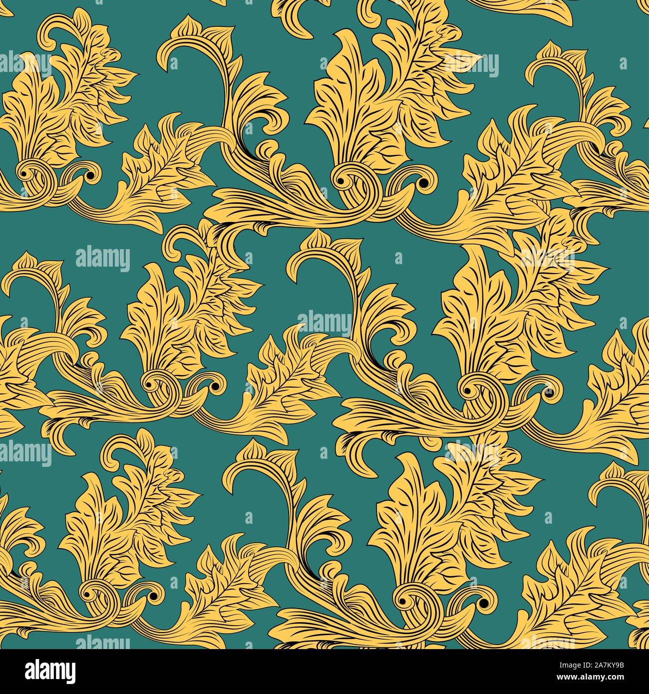 Vintage vector ornament template. Yellow victorian pattern in beautiful ...