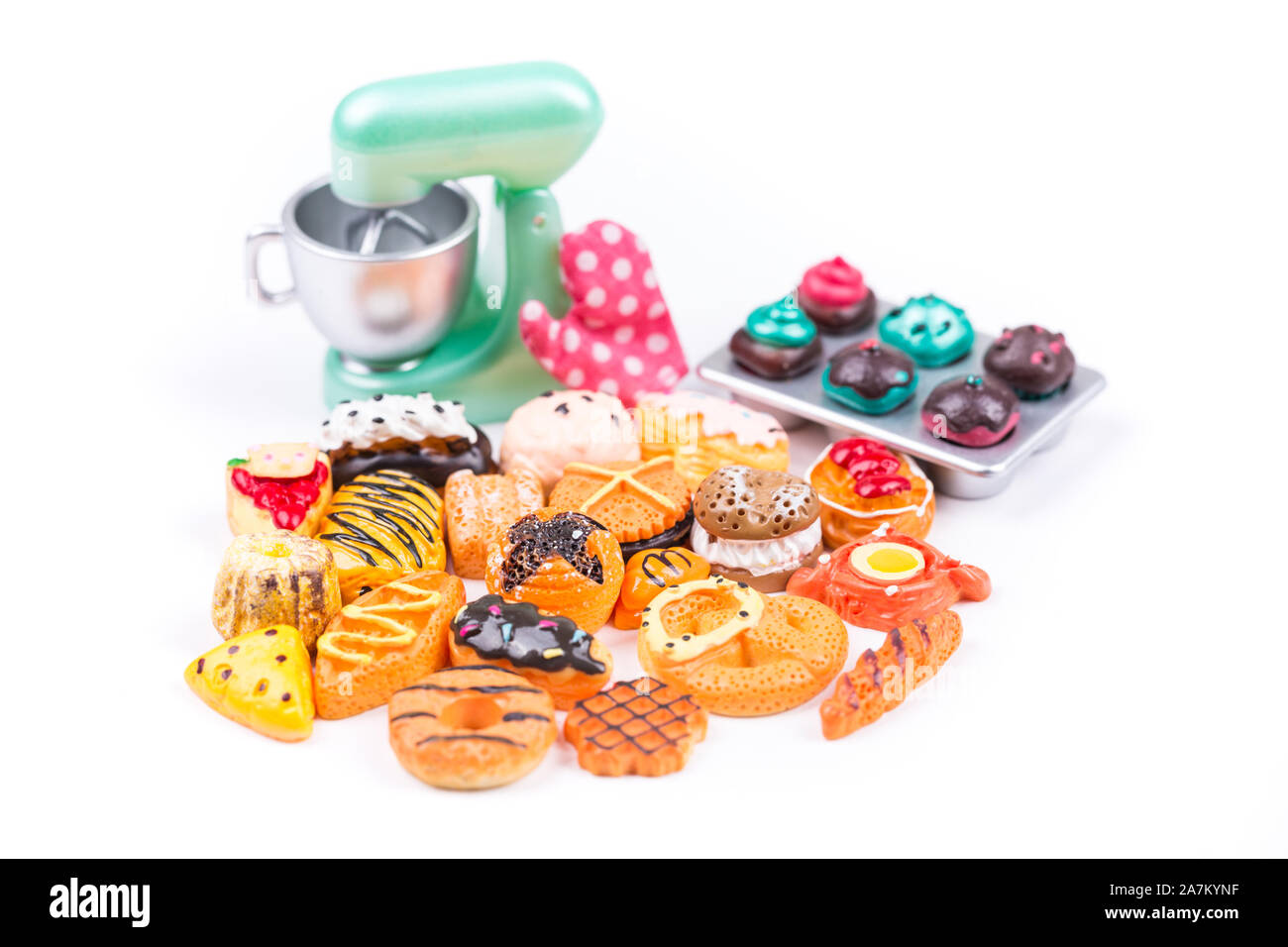 Childs toy plastic foods molded 1/6th scale assorted baked goods and ...