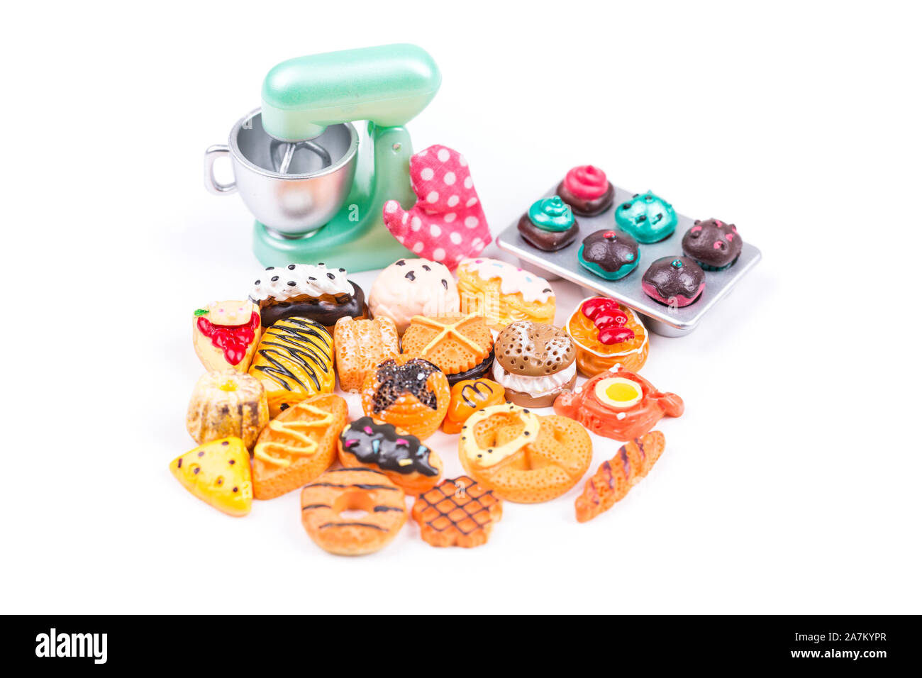 Childs toy plastic foods molded 1/6th scale assorted baked goods and ...