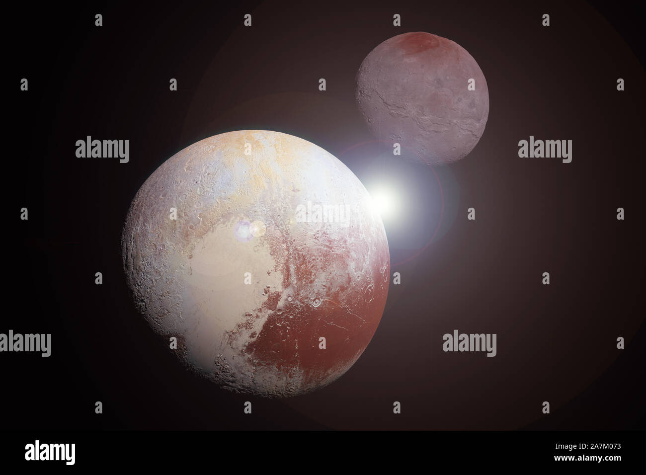 Planet Mars with a stone satellite. Elements of this image were ...