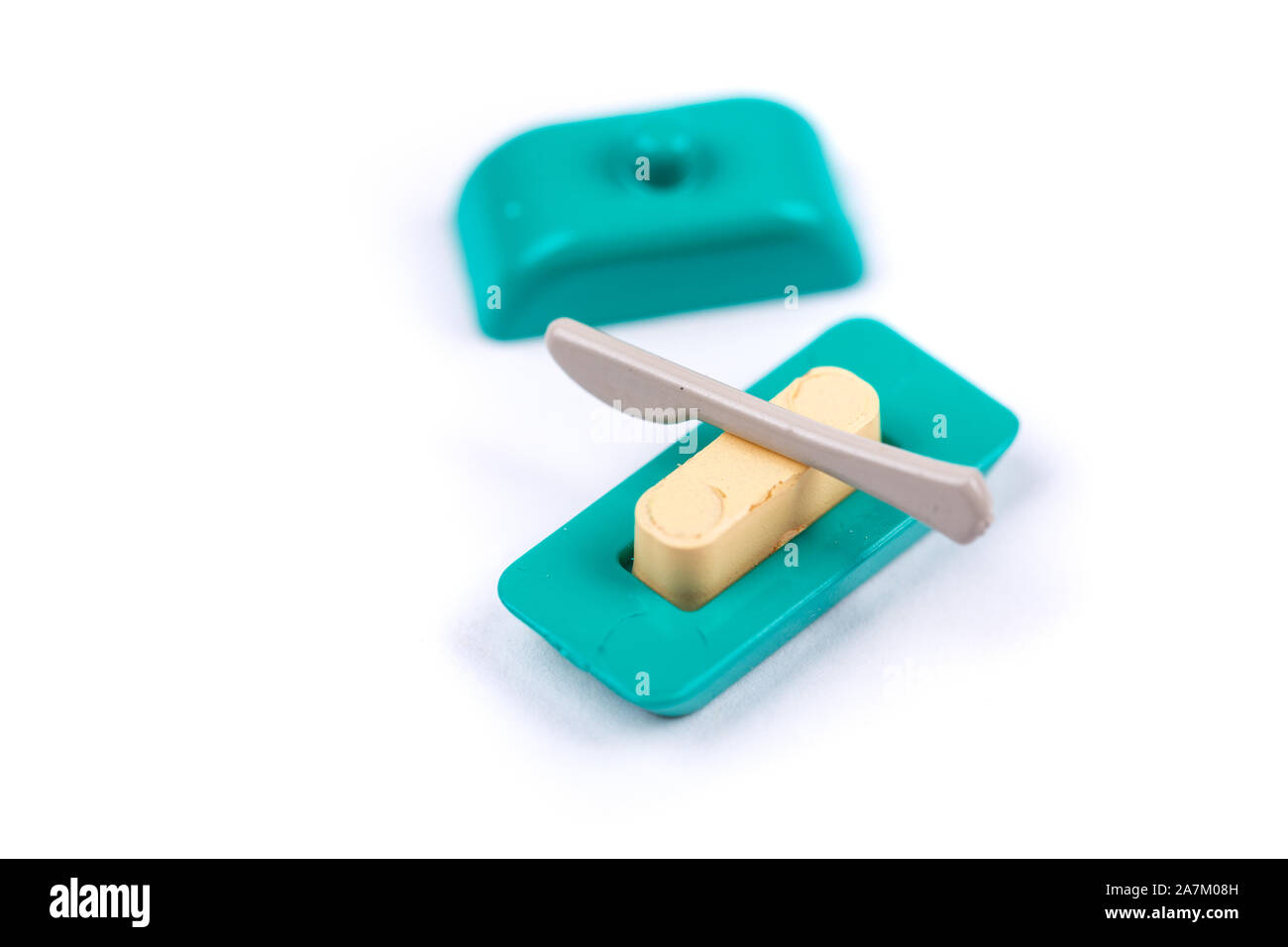 Childs toy plastic food molded 1/6th scale butter container and knife ...