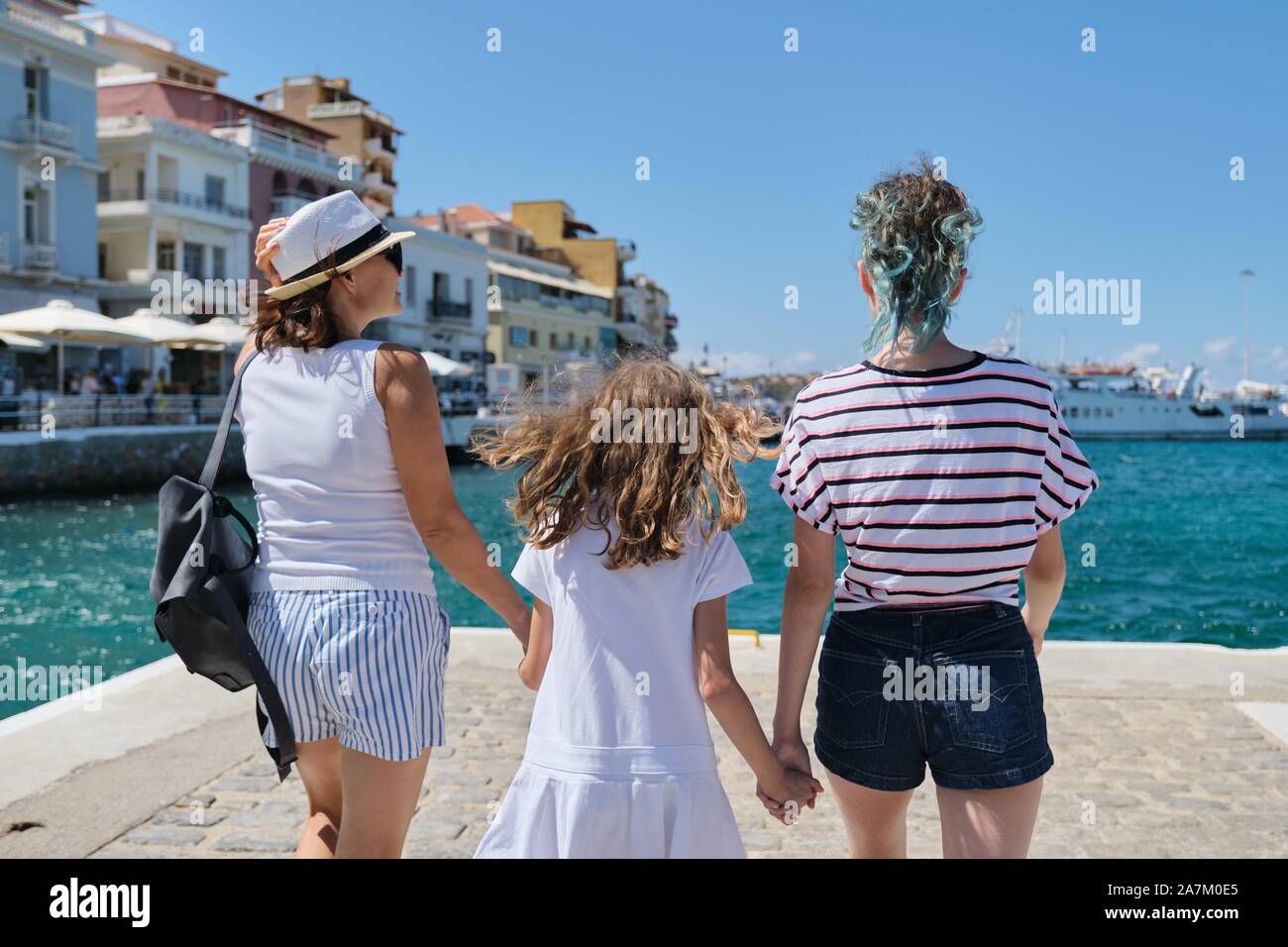Summer vacation together family mother and daughter children traveling ...