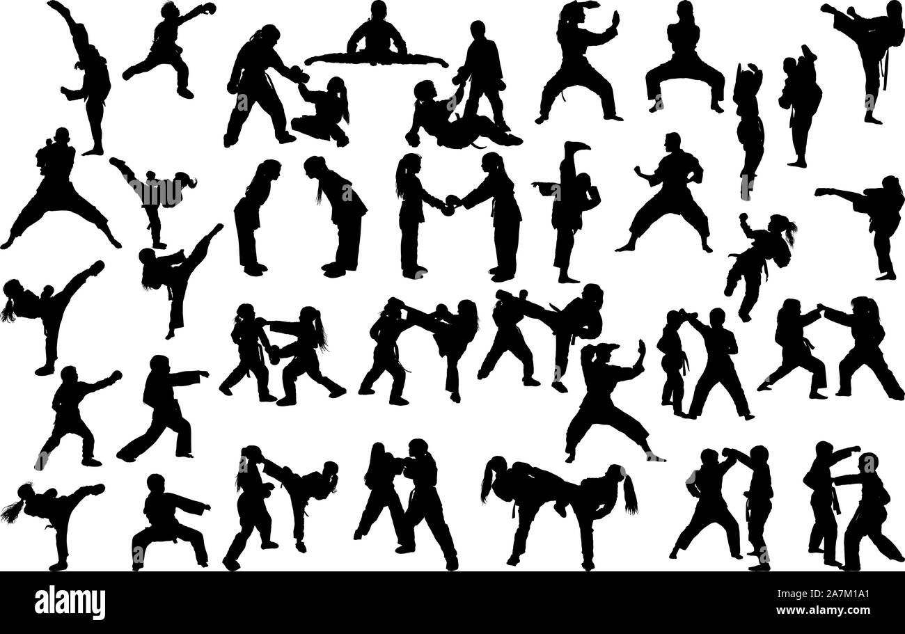 karate silhouettes set Stock Vector Image & Art - Alamy