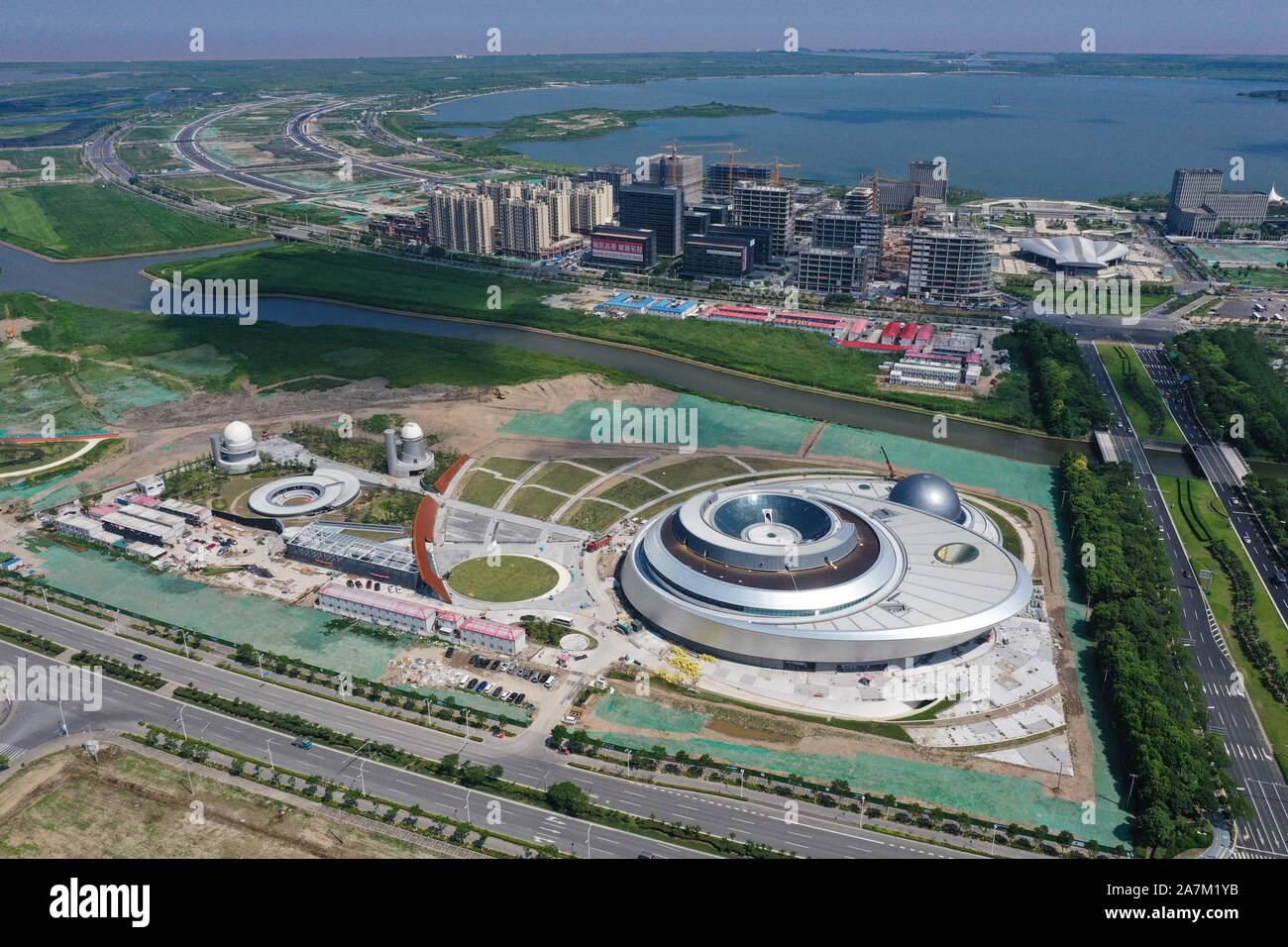 Picture of the Shanghai Planetarium under construction in Lin Gang ...