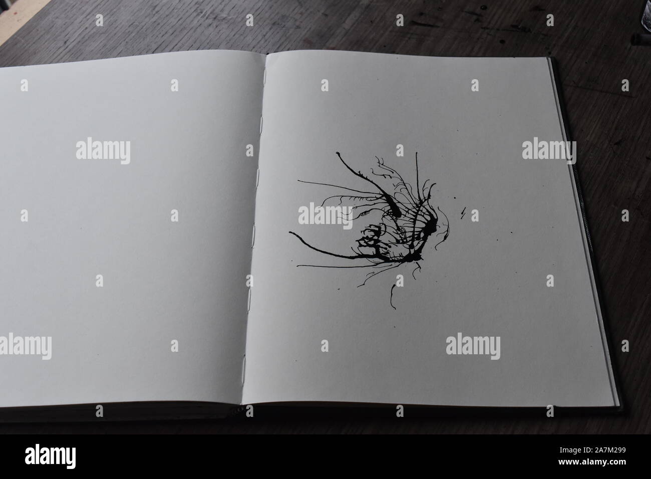 Ink being blown by straw on paper, series of pics in a sequence Stock ...