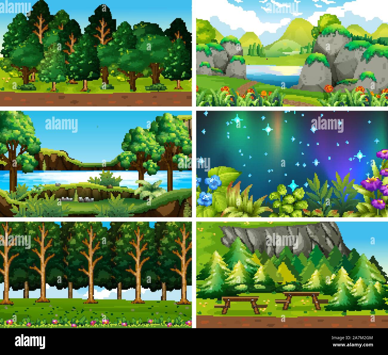 Empty, blank landscape nature scenes illustration Stock Vector Image ...