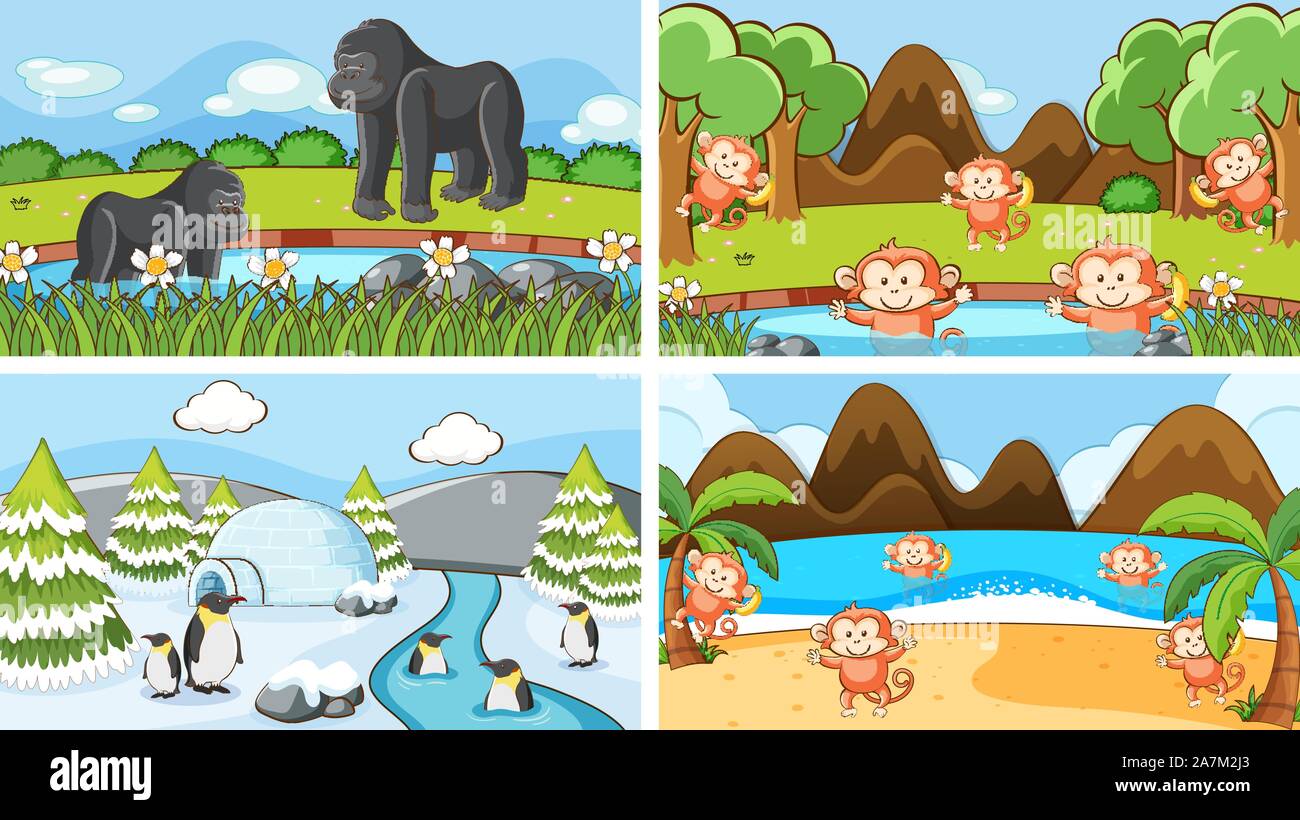 Background scenes of animals in the wild illustration Stock Vector ...
