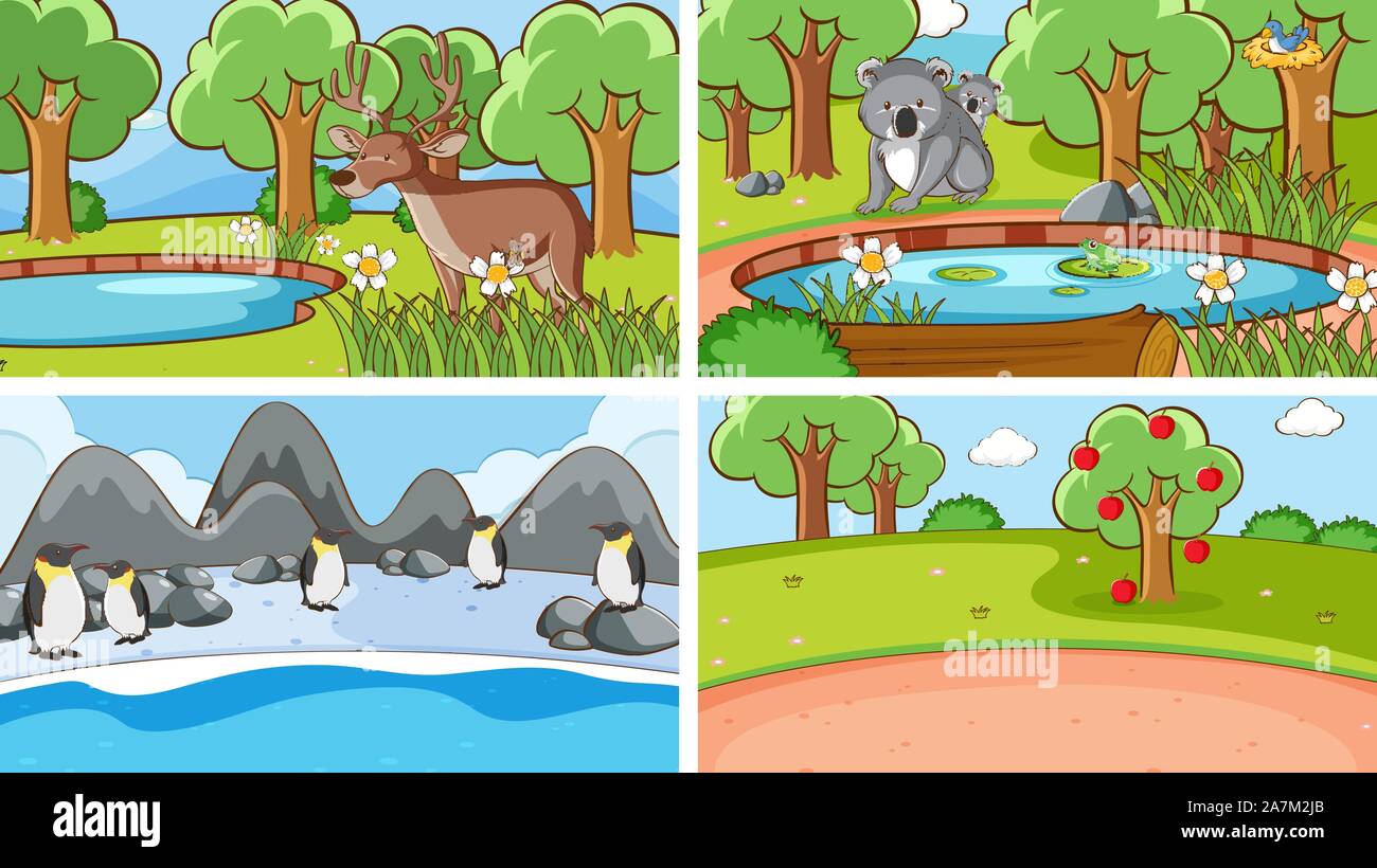 Background scenes of animals in the wild illustration Stock Vector ...