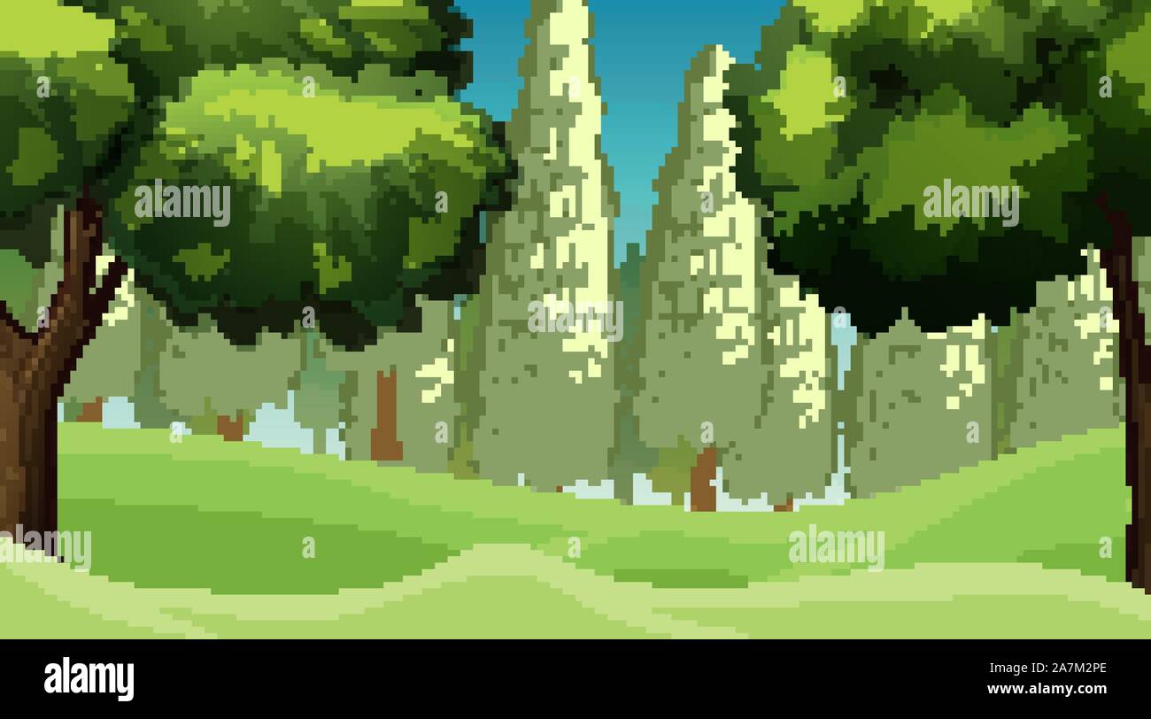 Background scene with trees in the forest illustration Stock Vector ...