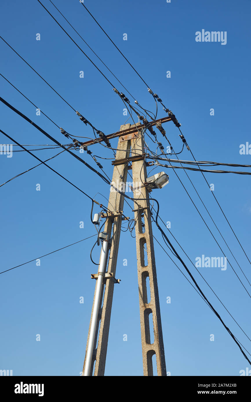 Electric line column Stock Photo - Alamy