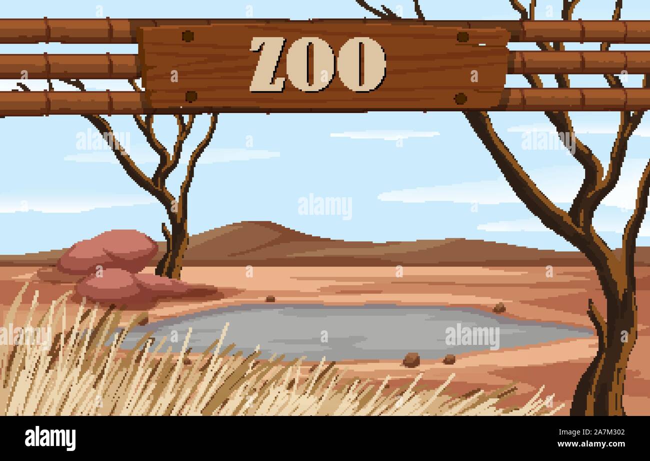 Background scene of zoo with sign illustration Stock Vector Image & Art ...
