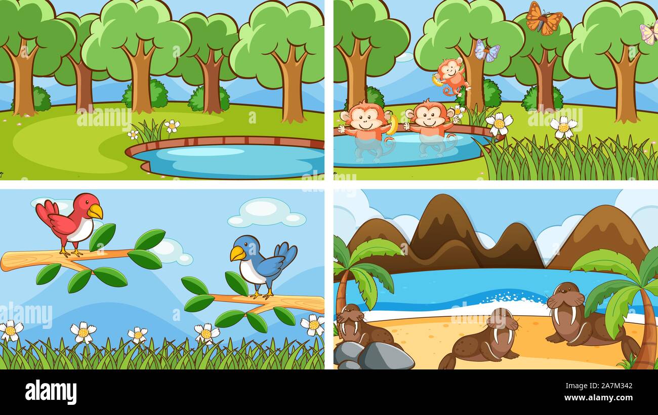Background scenes of animals in the wild illustration Stock Vector ...