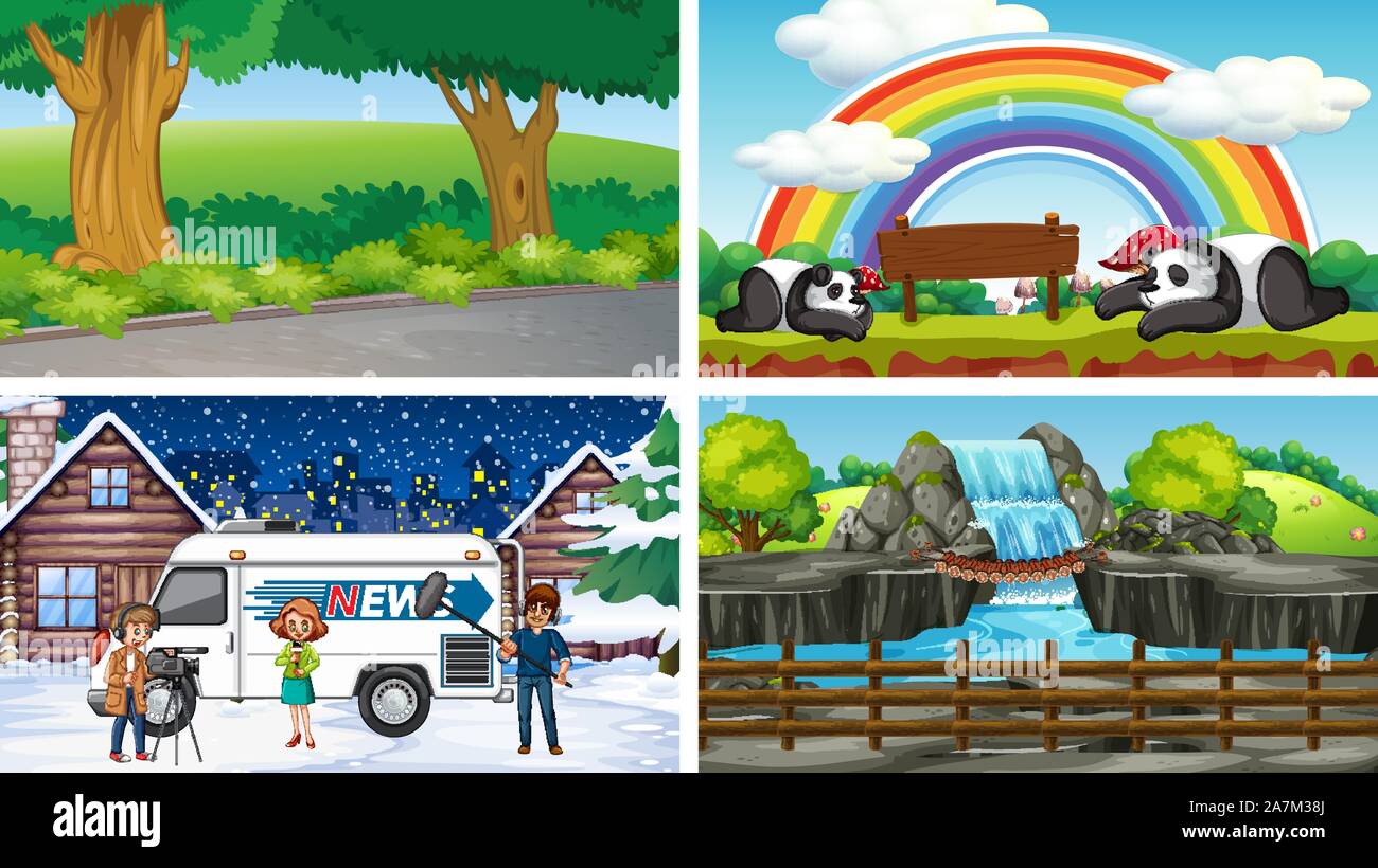 Four scenes of different locations illustration Stock Vector Image ...