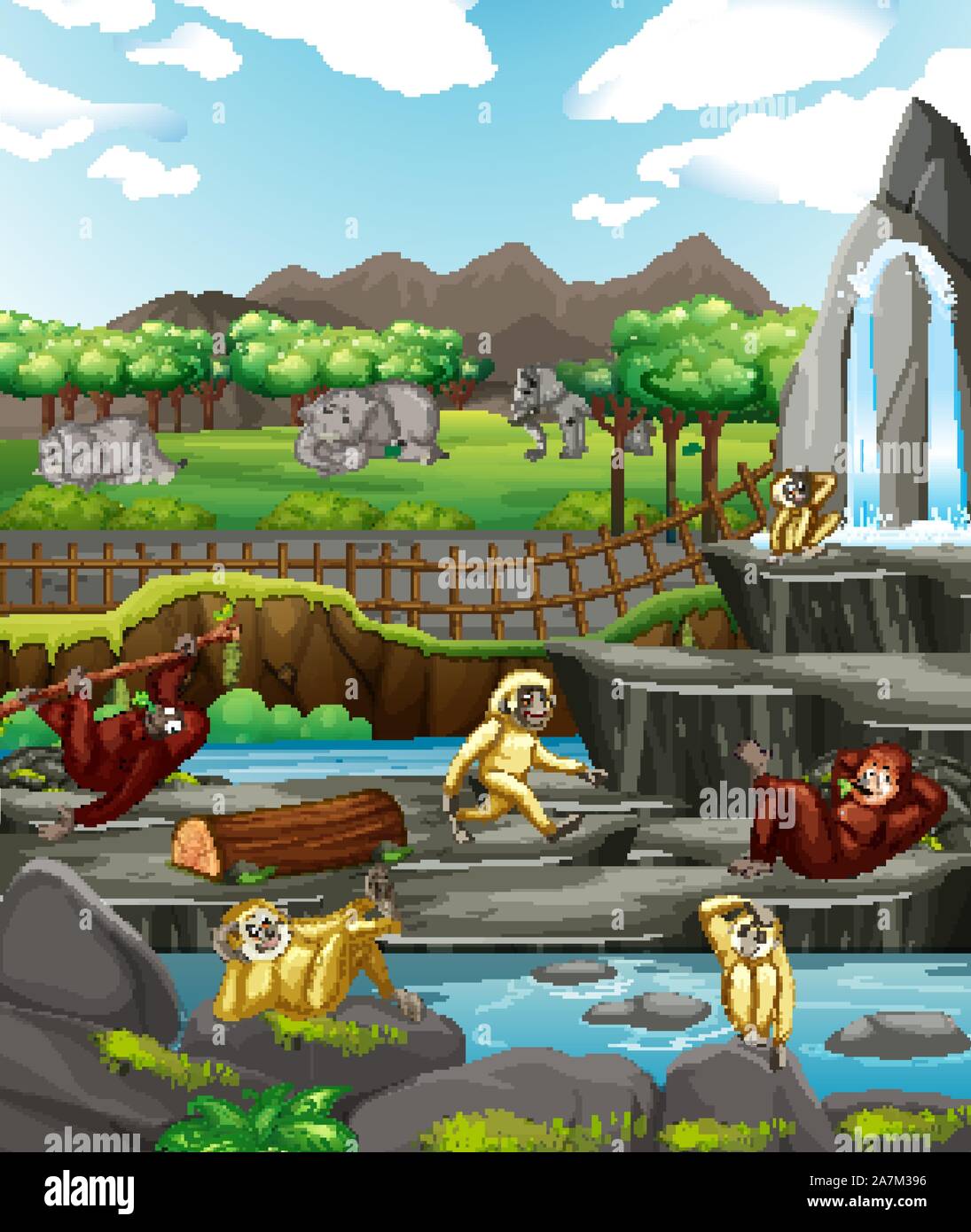 Scene with animals at the zoo illustration Stock Vector Image & Art - Alamy