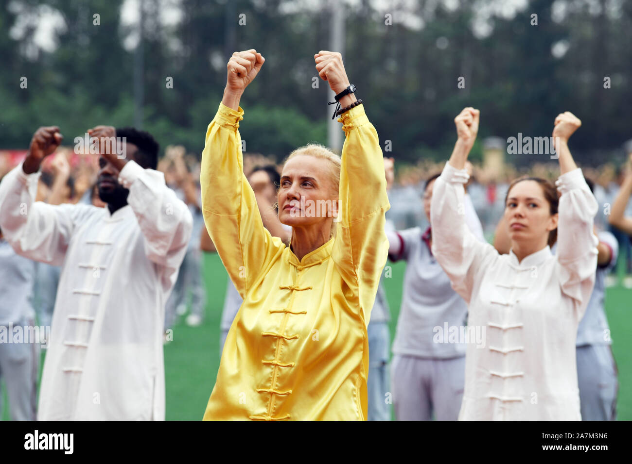 People practise Qi Gong at the 2019 World Qi Gong Day and the 11th ...