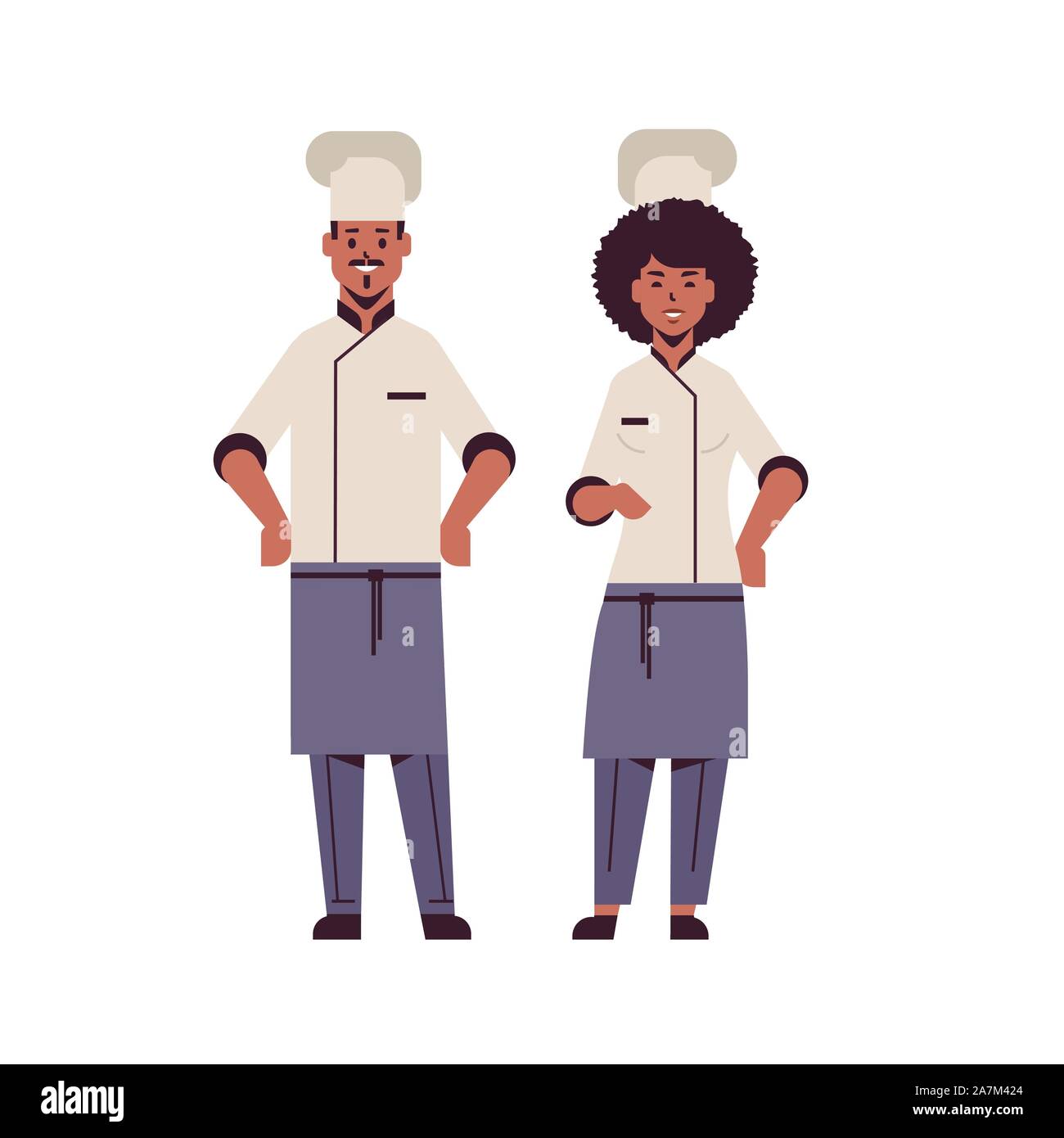cooks couple professional chefs standing together african american man ...