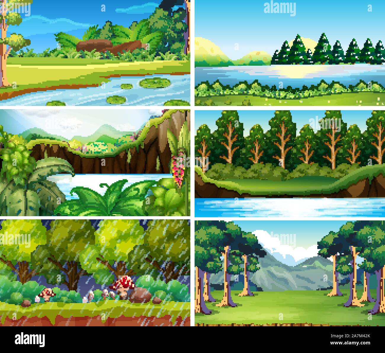 Empty, blank landscape nature scenes illustration Stock Vector Image ...