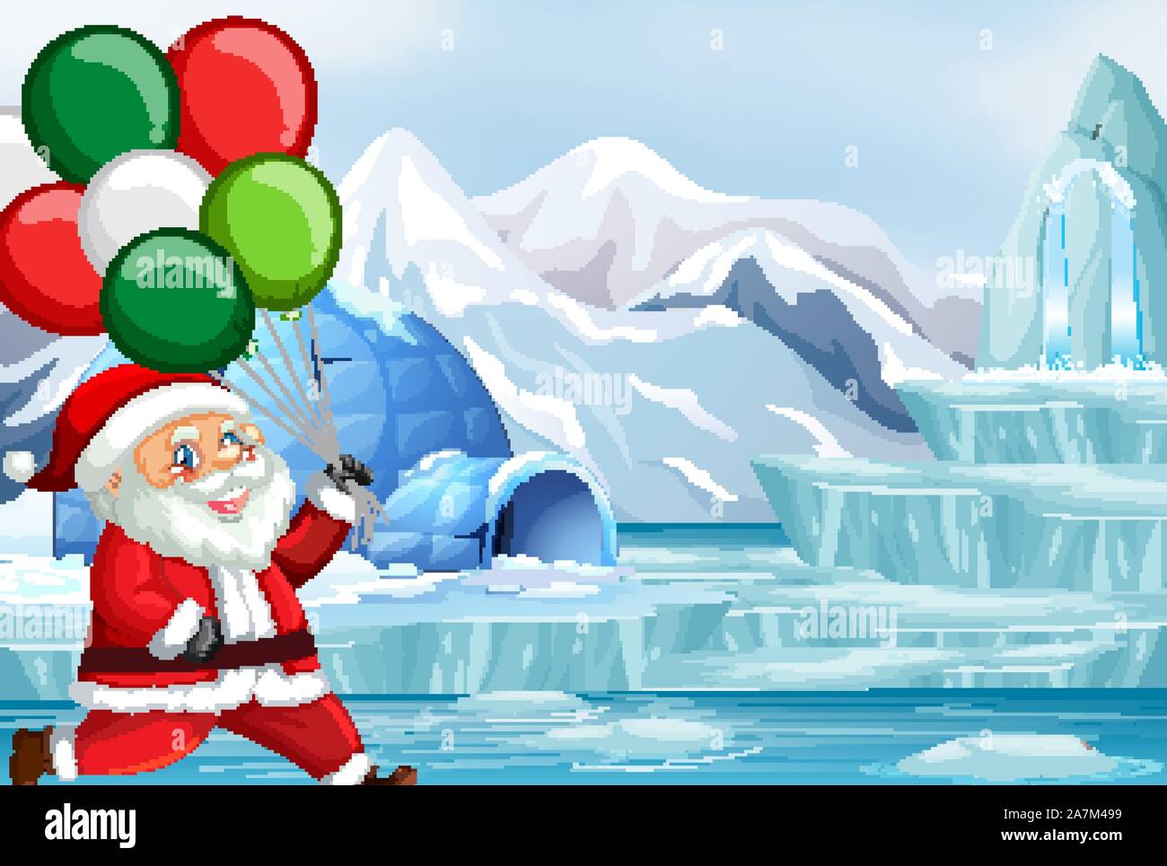 Christmas scene with Santa and balloons illustration Stock Vector Image ...