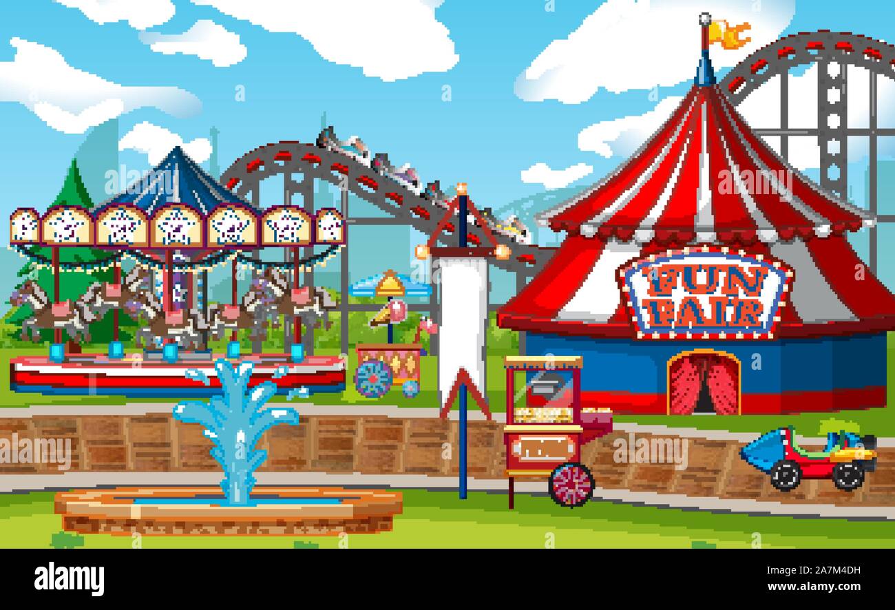 An outdoor funfair scene illustration Stock Vector Image & Art - Alamy
