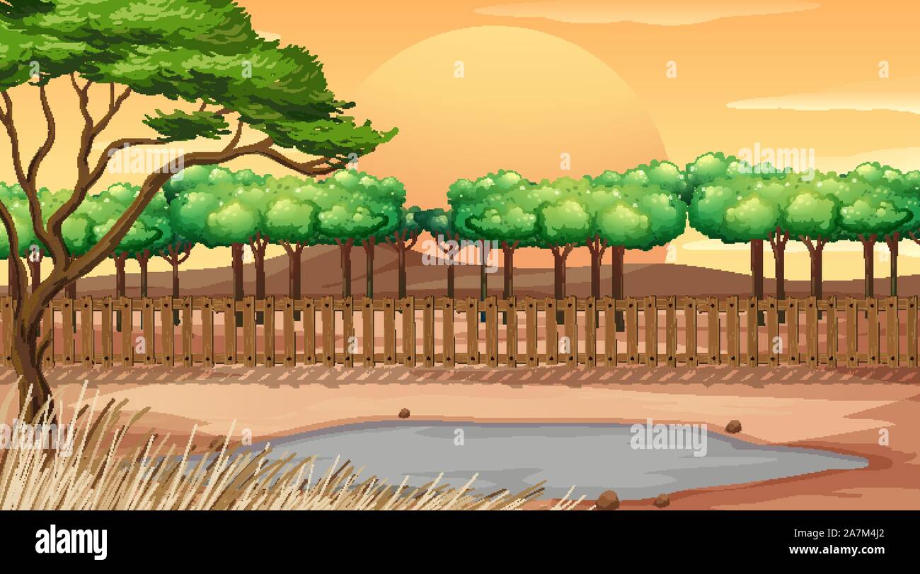 Background scene with park at sunset illustration Stock Vector Image ...