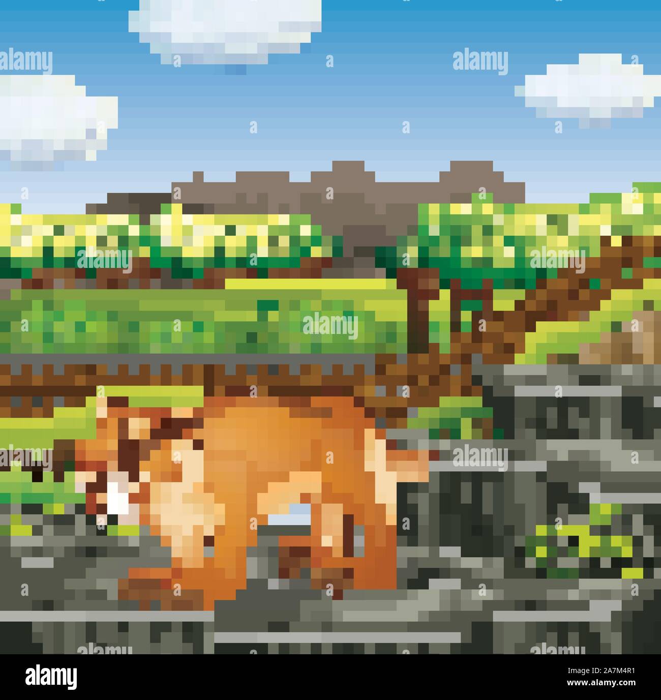 Scene with sabertooth in the zoo illustration Stock Vector Image & Art ...