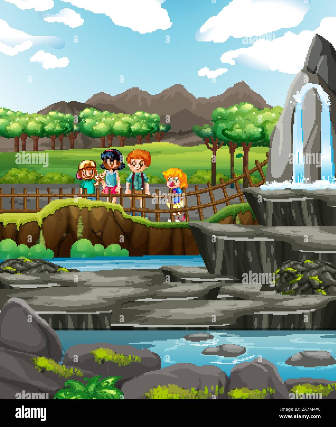 Scene with children at the park illustration Stock Vector Image & Art ...