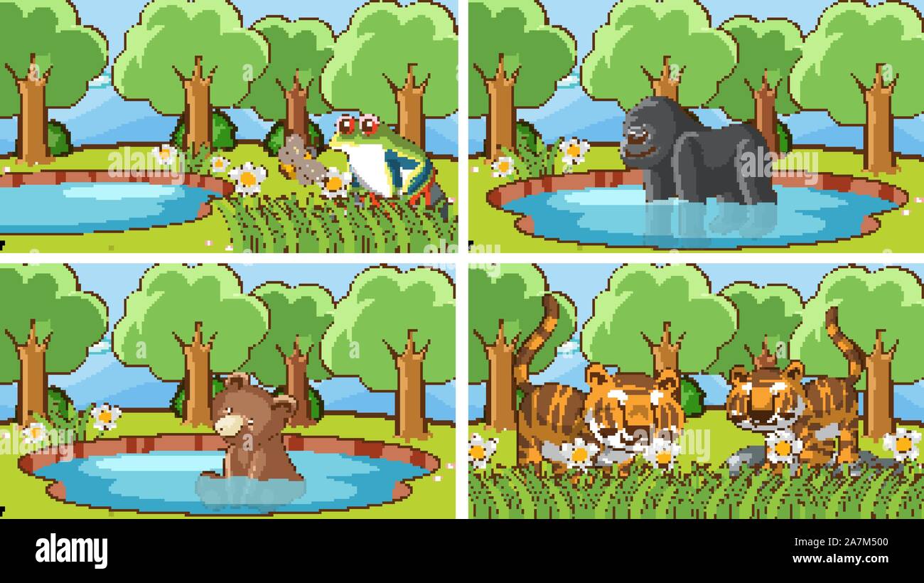 Background scenes of animals in the wild illustration Stock Vector ...