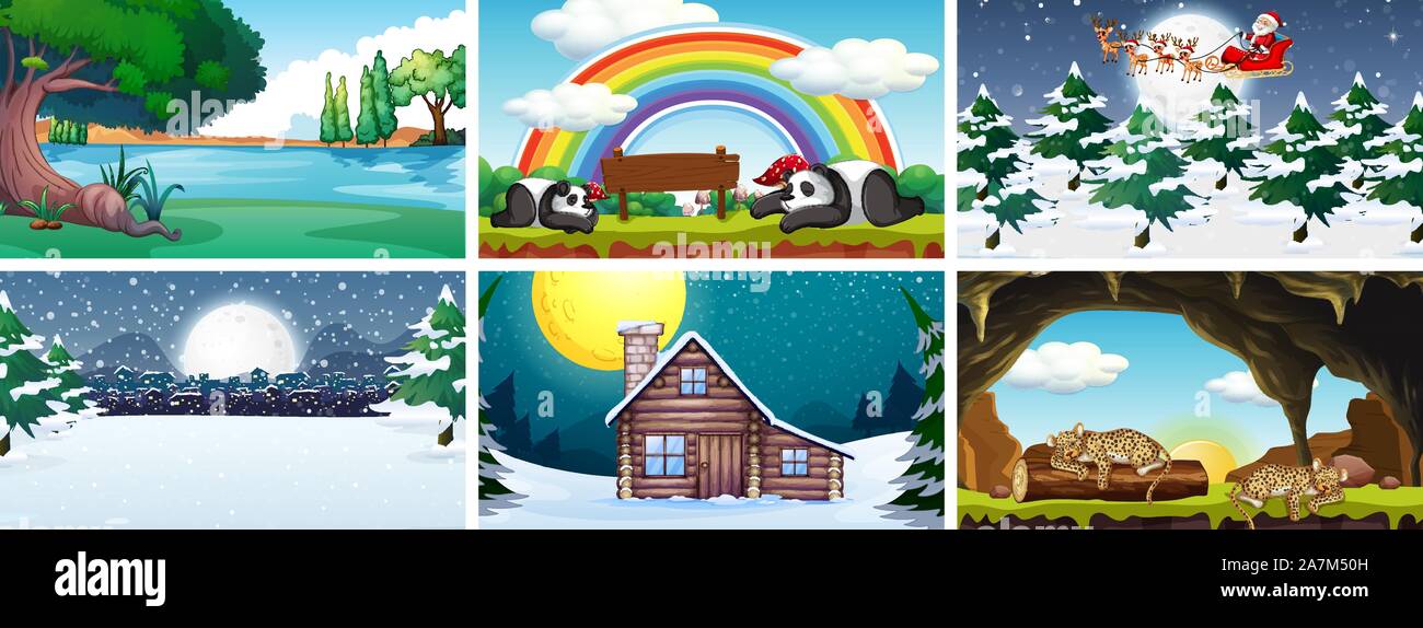 Different scene of nature illustration Stock Vector Image & Art - Alamy