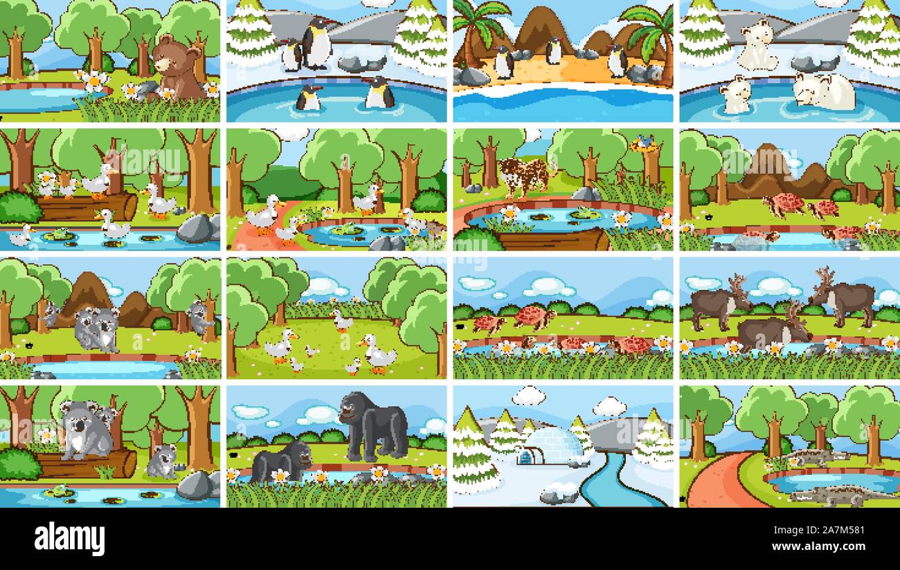 Background scenes of animals in the wild illustration Stock Vector ...