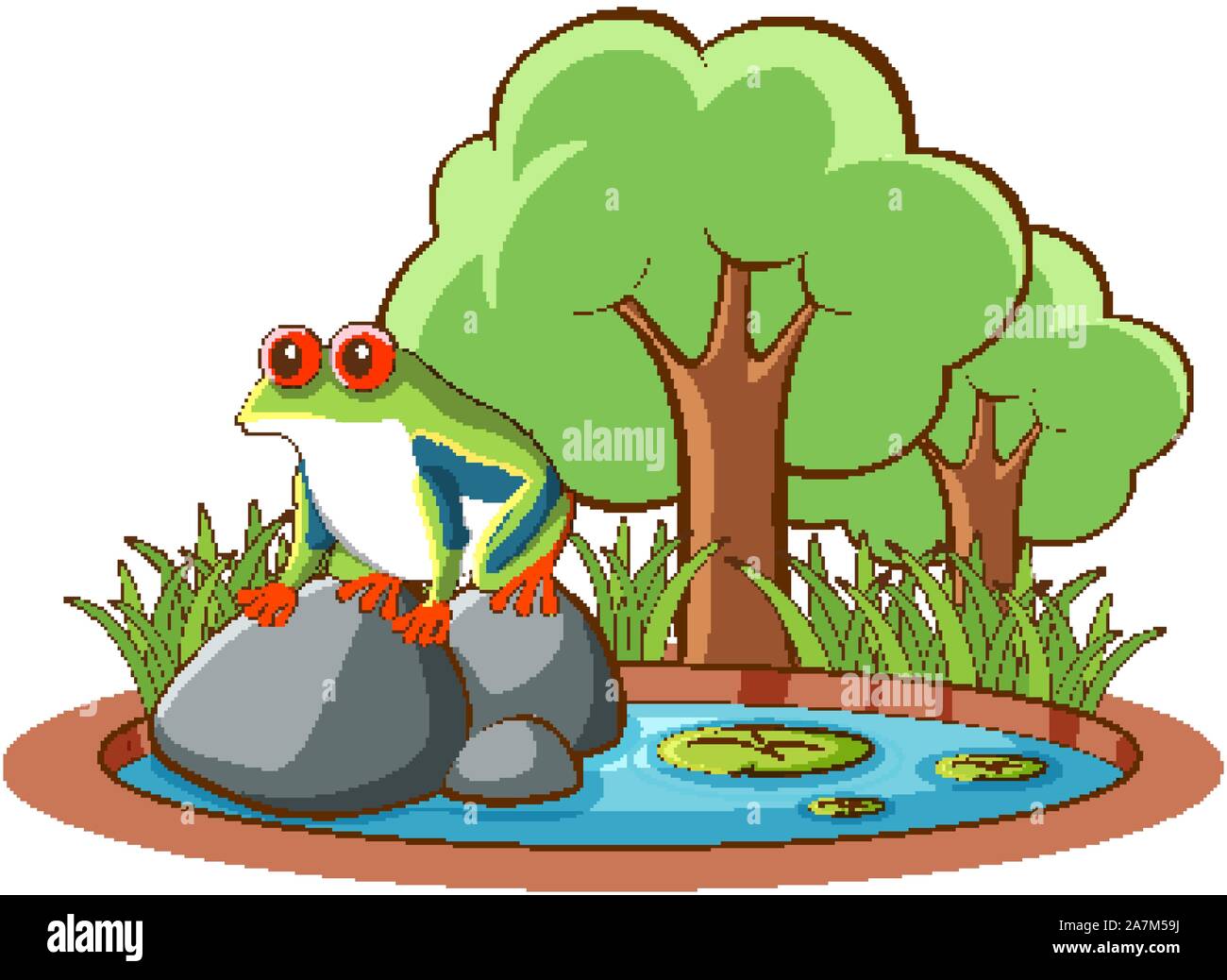 Frog on rock Stock Vector Images - Alamy