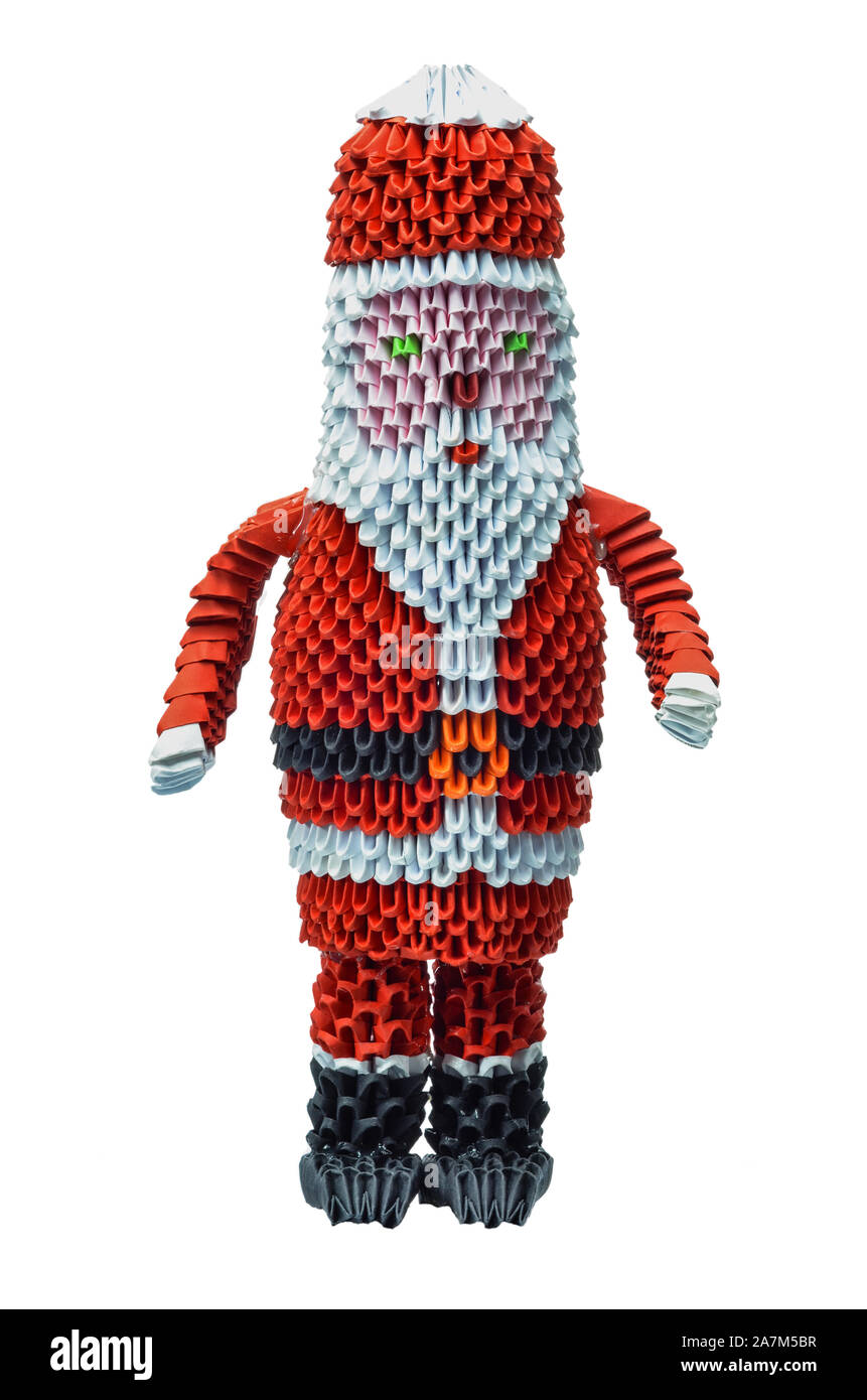 3D origami Santa Claus Father Christmas decoration isolated on white ...