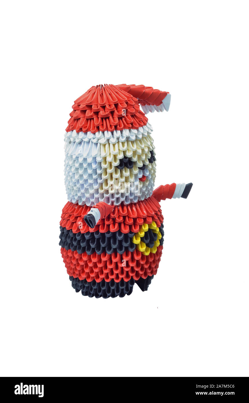 3D origami Santa Claus Father Christmas decoration isolated on white ...