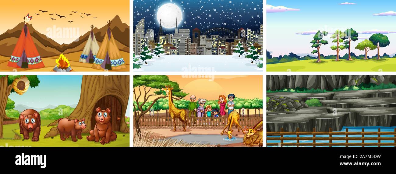 Set of different nature scenes illustration Stock Vector Image & Art ...