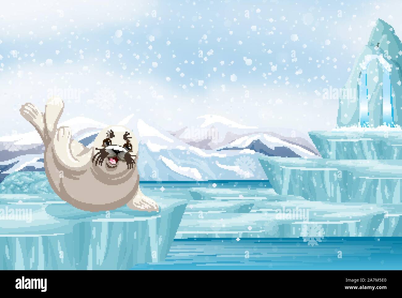 Scene with seal on ice illustration Stock Vector Image & Art - Alamy