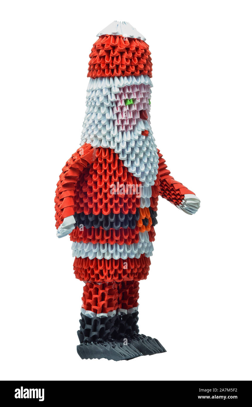 3D origami Santa Claus Father Christmas decoration isolated on white ...
