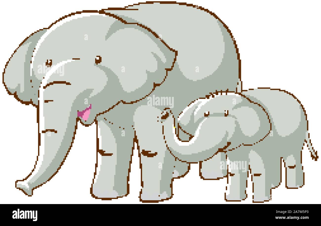 Two elephants on white background illustration Stock Vector Image & Art ...