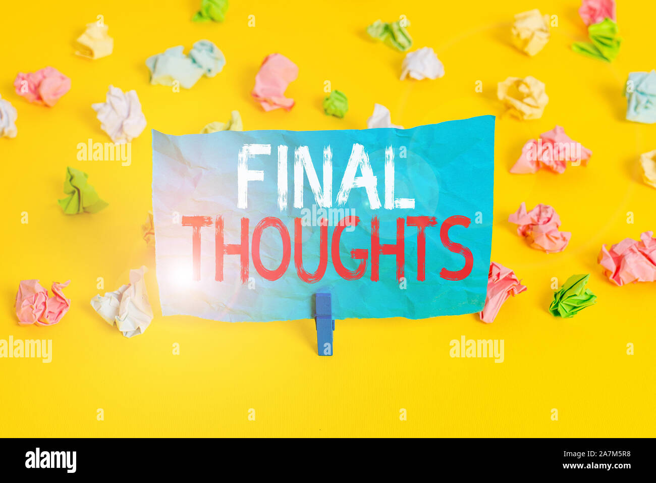 Conceptual hand writing showing Final Thoughts. Concept meaning the ...
